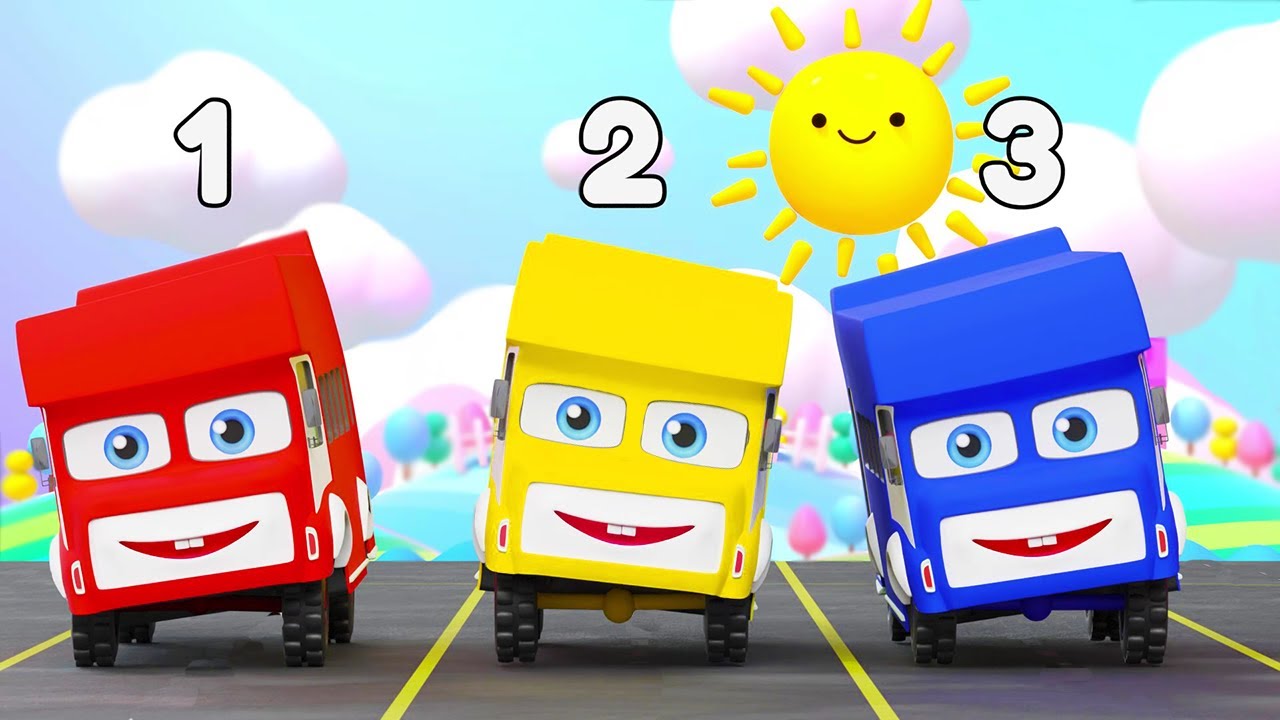One Little Two Little Compilation | Ten Little Buses | Nursery Rhyme ...