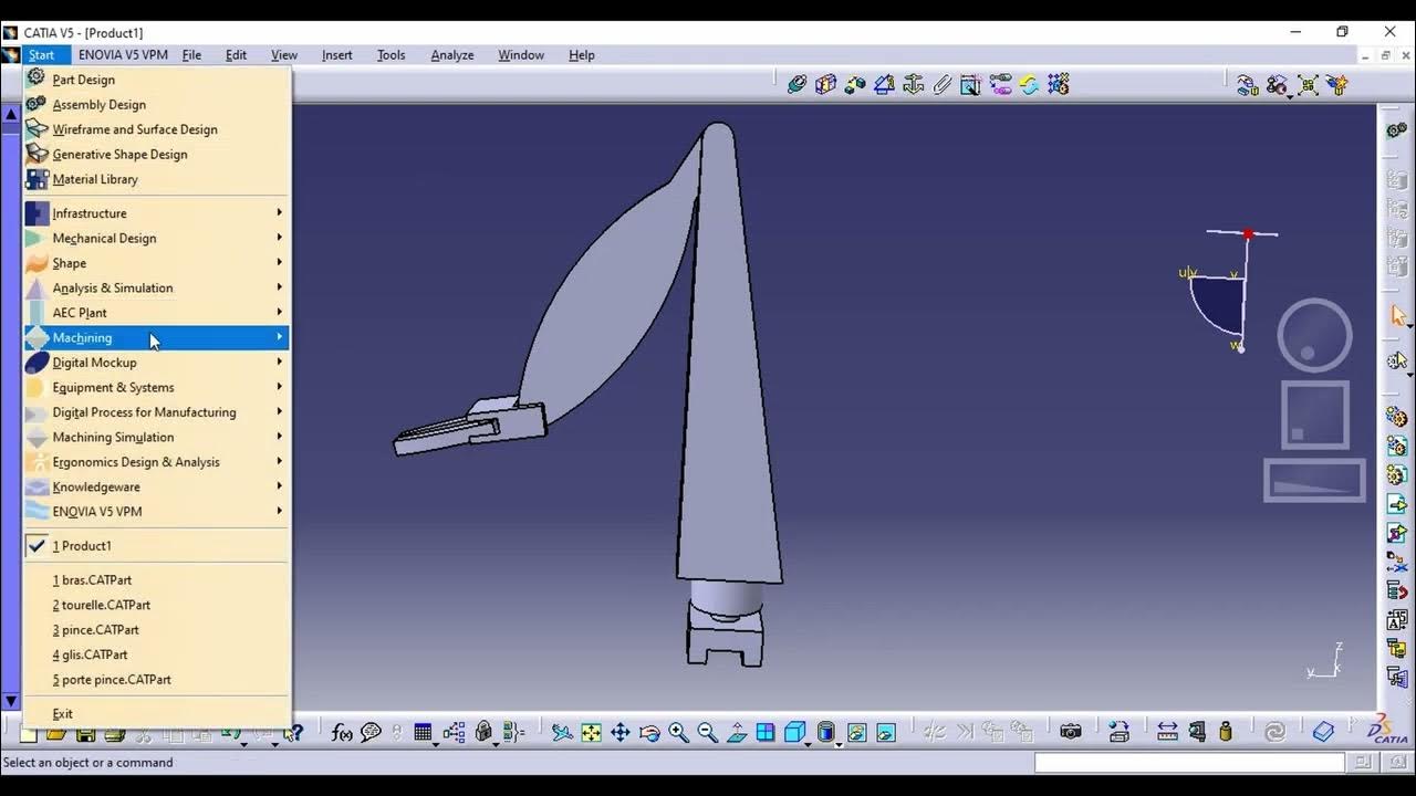 Catia V5 : Simulation - Exercice 3 - YouTube