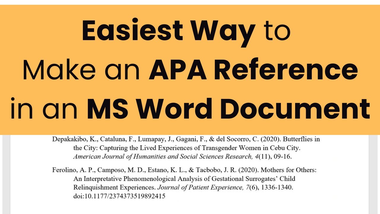 Easiest Way to Make APA Reference Format - YouTube