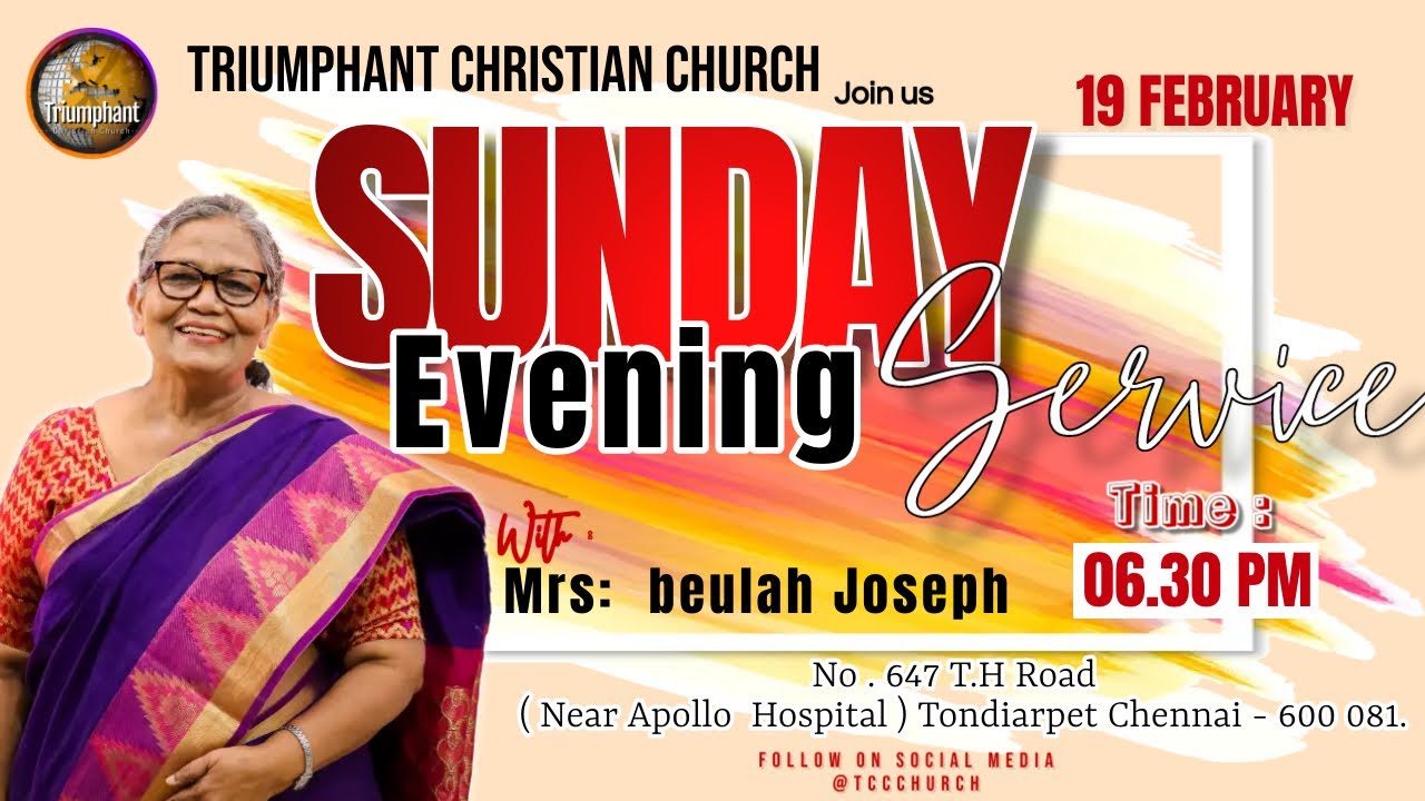 TCC - 🔴SUNDAY EVENING SERVICE // TIME : 6.30 PM // MRS : BEULAH JOSEPH ...