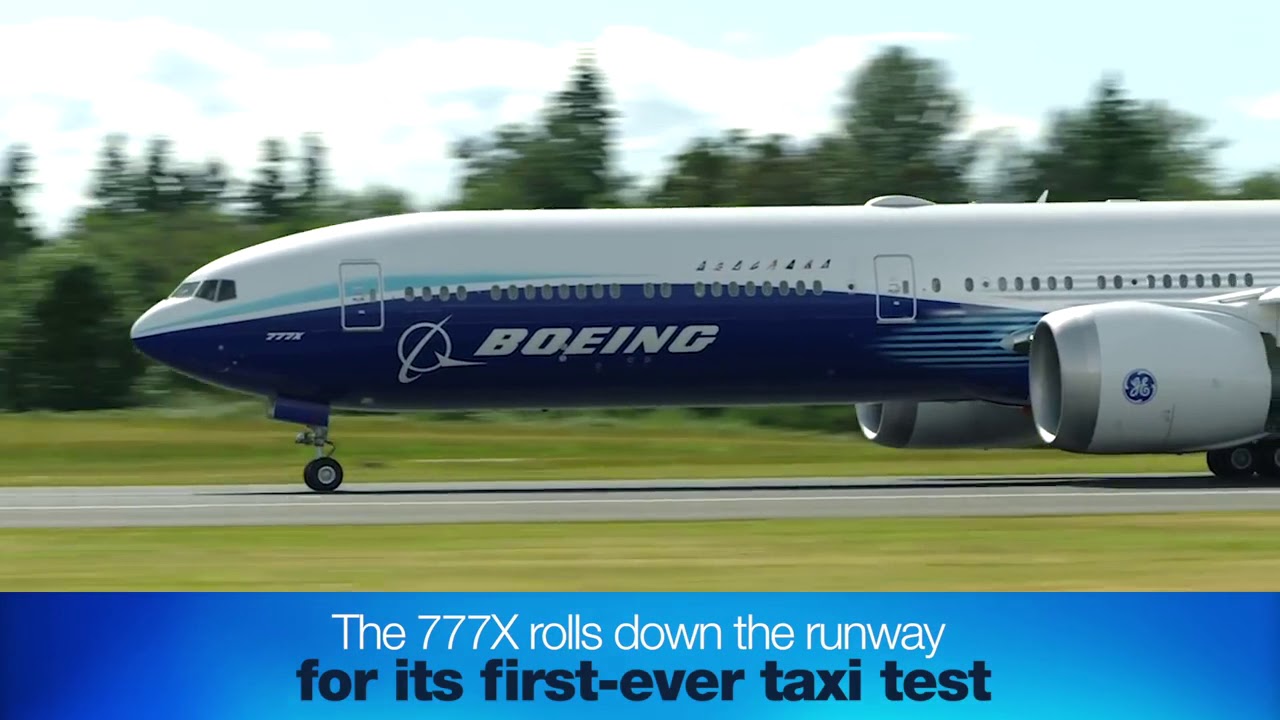 The boeing 777X rolls down the runway for the first time!!! - YouTube