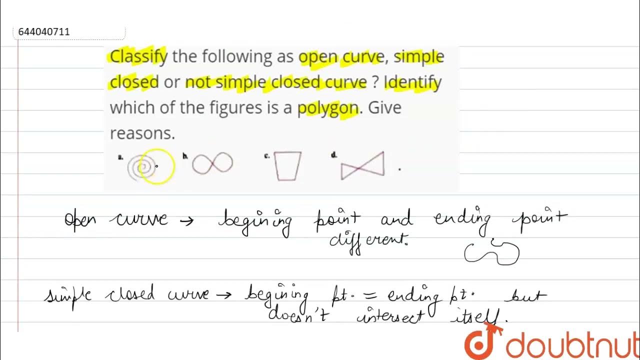 Classify the following as open curve, simple closed or not simple closed curve? Identify which o ...