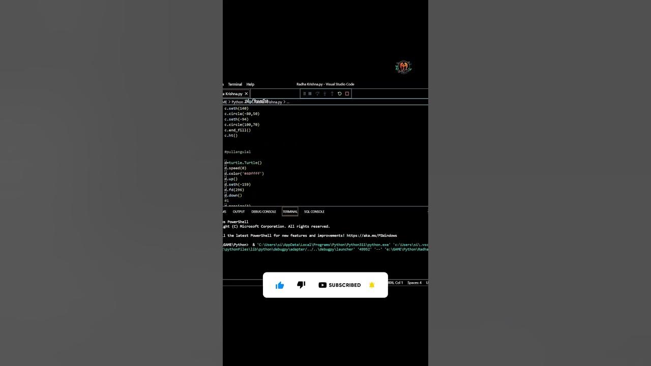 Draw Krishna Radha using python turtle animation #python #shorts # ...
