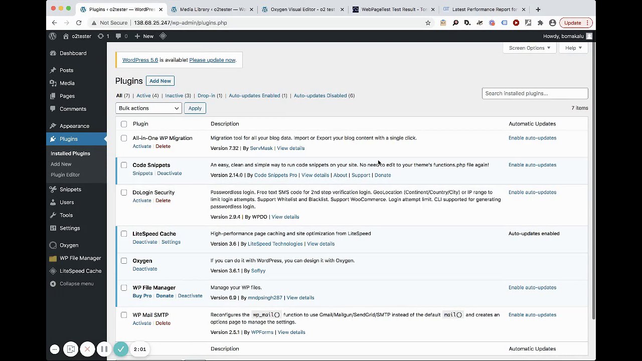 Wordpress Oxygen Backend Plugins and Settings After Install. - YouTube
