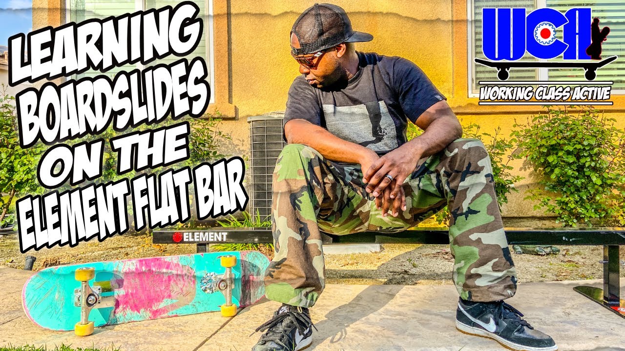 Learning Boardslides on the Element Flat Bar - YouTube