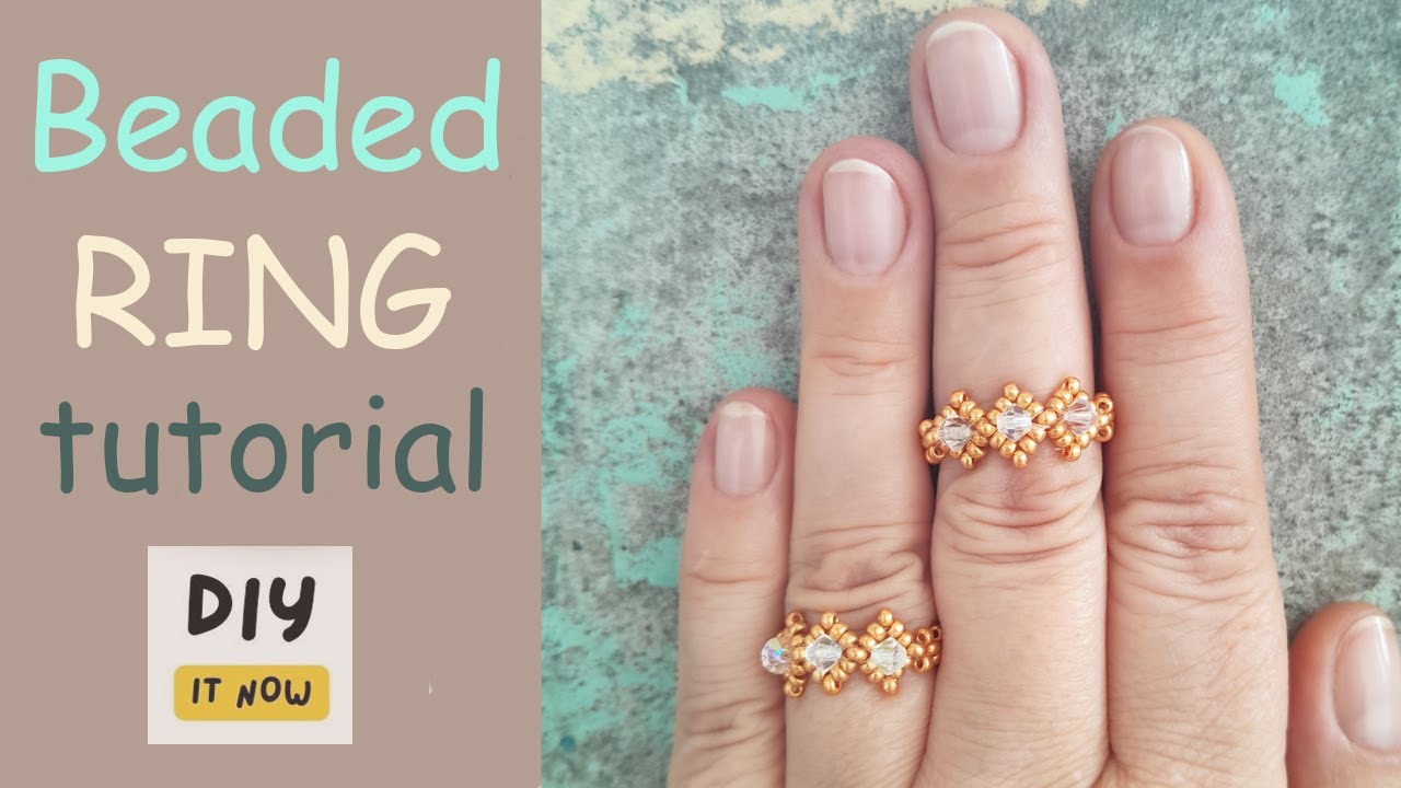 💍DIY Beaded Ring with bicone beads💍EASY Tutorial💍How to make seed bead ...