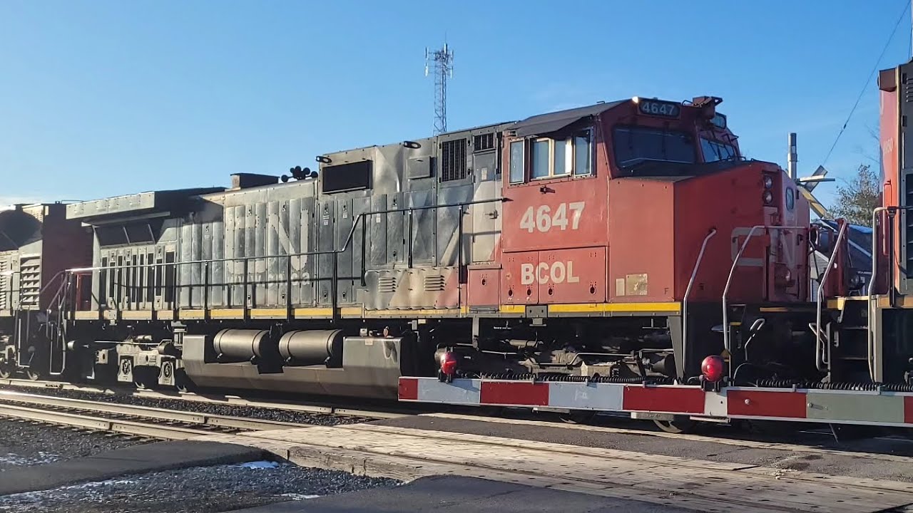 (BC Rail 4647) CN 435 - 8935/BCOL 4647/8950 In Lynden Ontario - YouTube