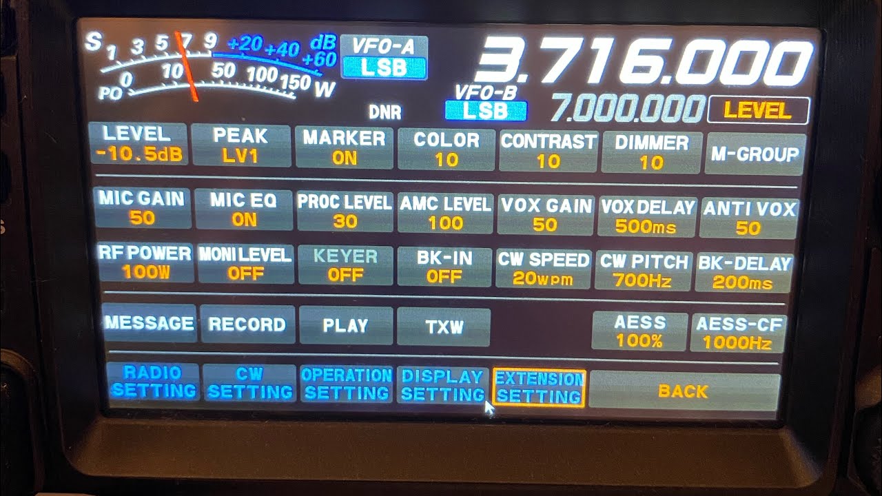 My Yaesu FT-710 menu settings + audio - YouTube
