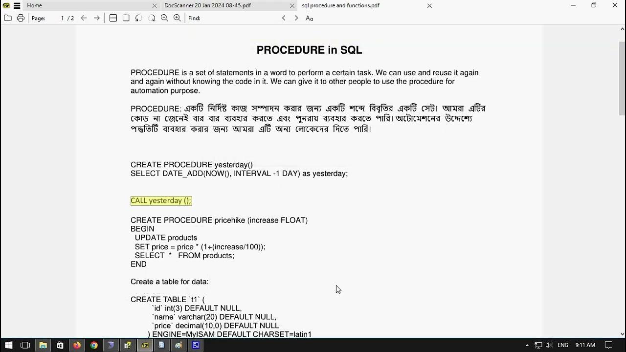SQL Procedure Creation Bangla Video - YouTube