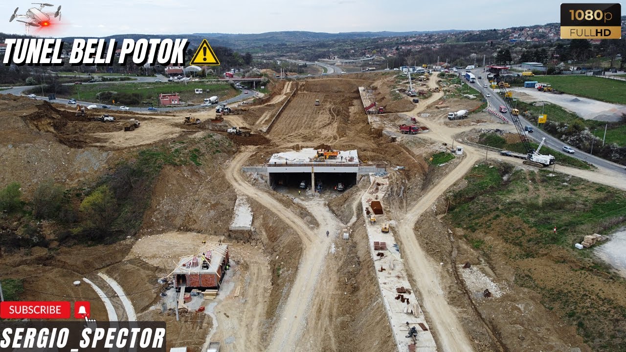 Obilaznica oko Beograda - Tunel Beli Potok zatrpan zemljom, dron snimak ...