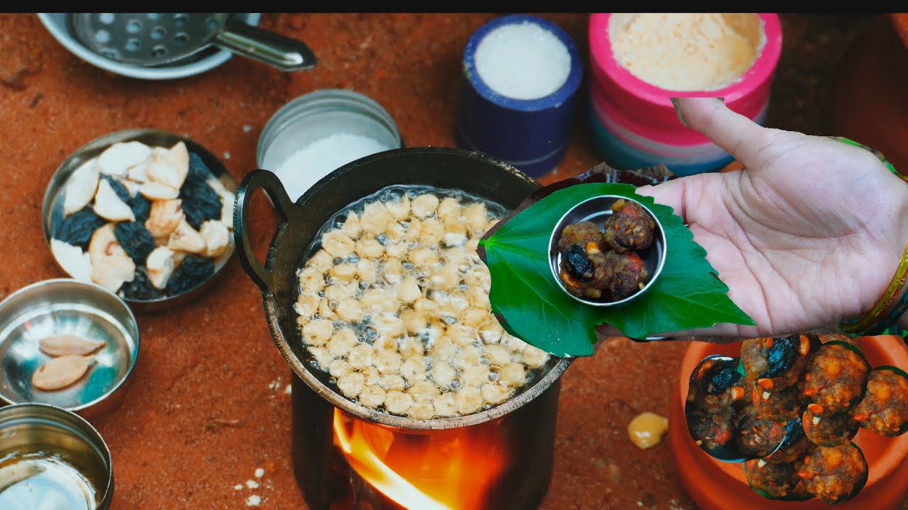 சுவையான மினி லட்டு😋😋 கிராமத்த மினி குக்கிங் #cooking #gramathu mini ...