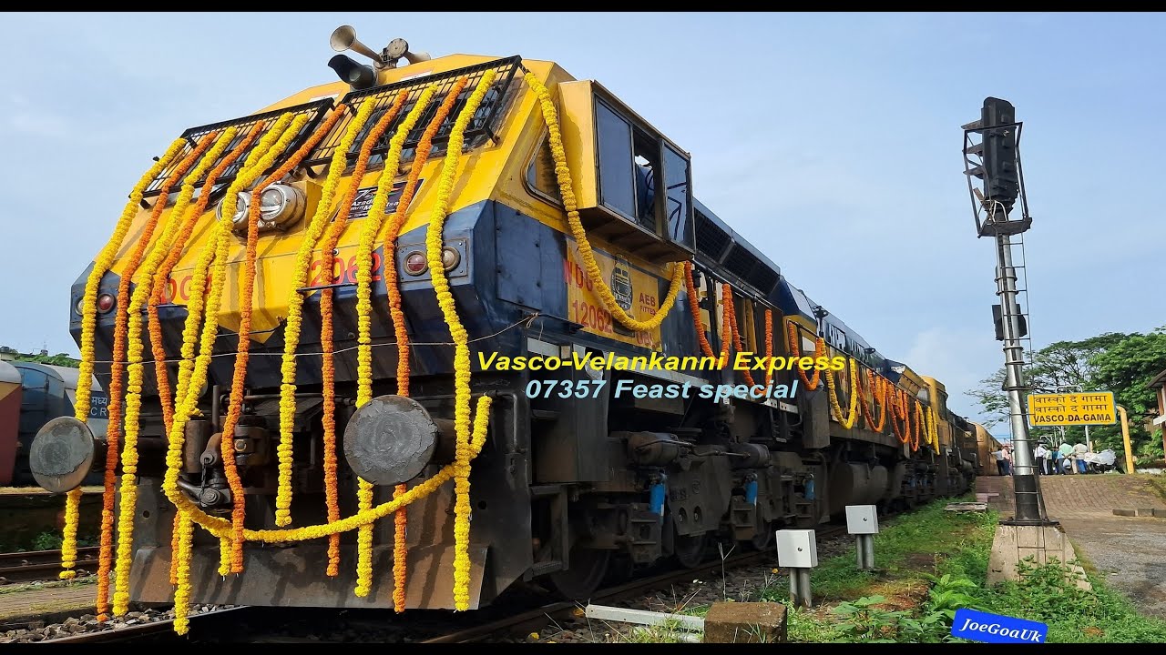 Velankanni special train leaving Vasco 27 8 22 - YouTube