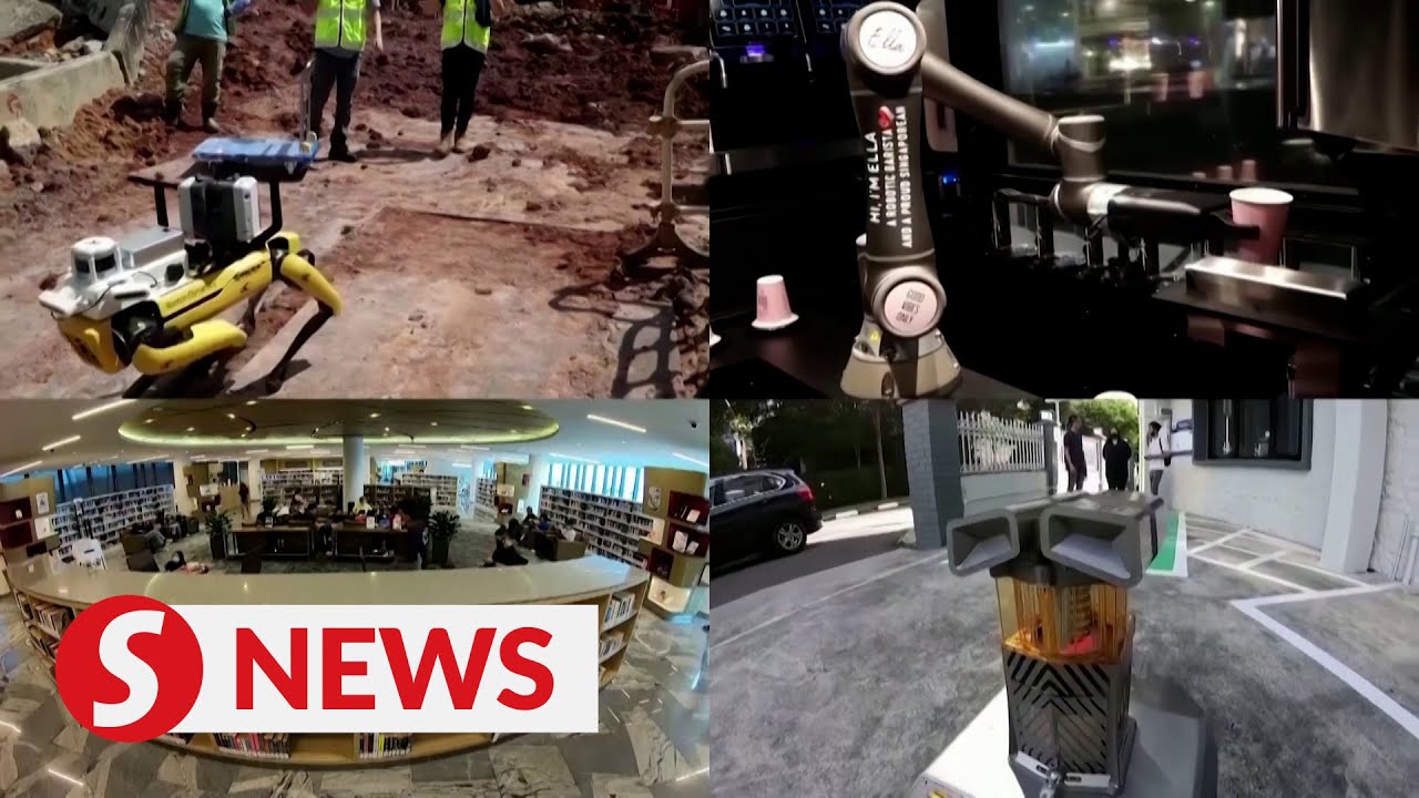 Singapore's robot workforce plugs labour gaps - YouTube