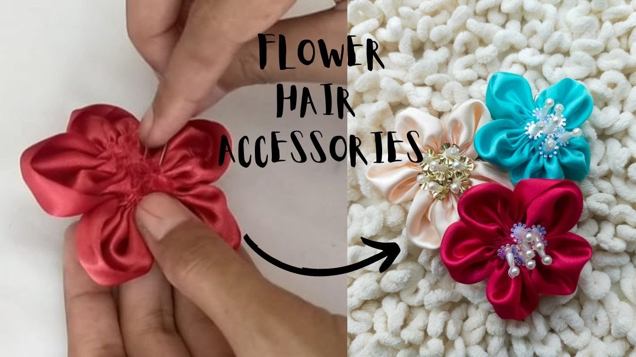 How to make flower hair accessories at home | flower hair clip tutorial ...