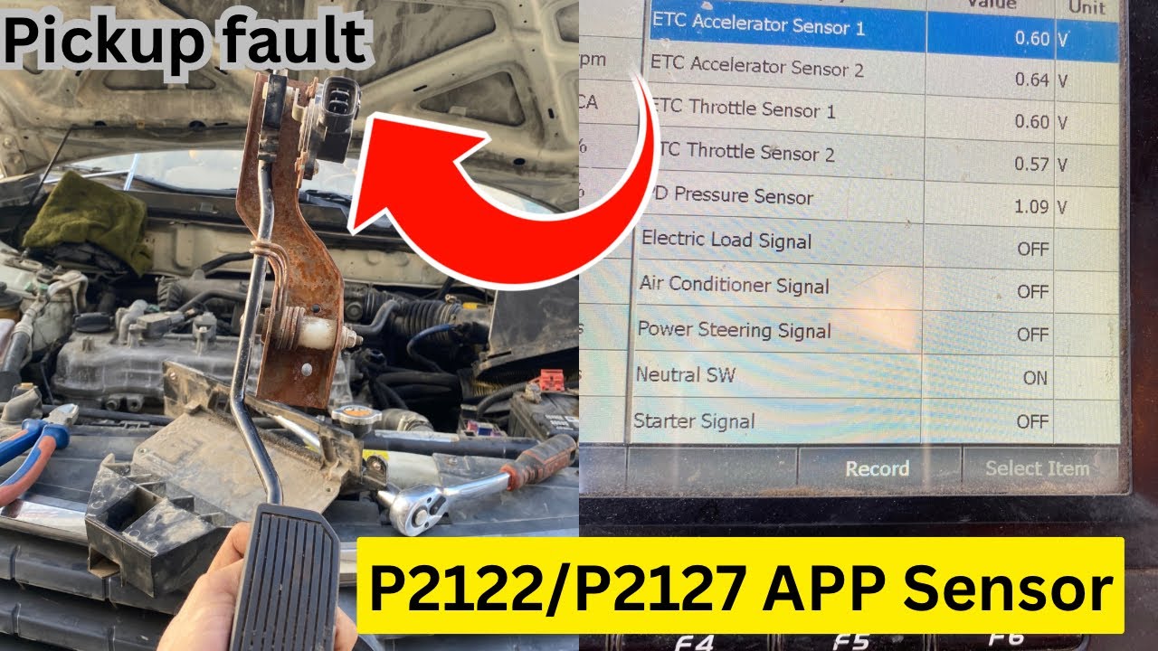 P2122 / P2127 App sensor 1/2 circuit pickup fault nissan sunny - YouTube