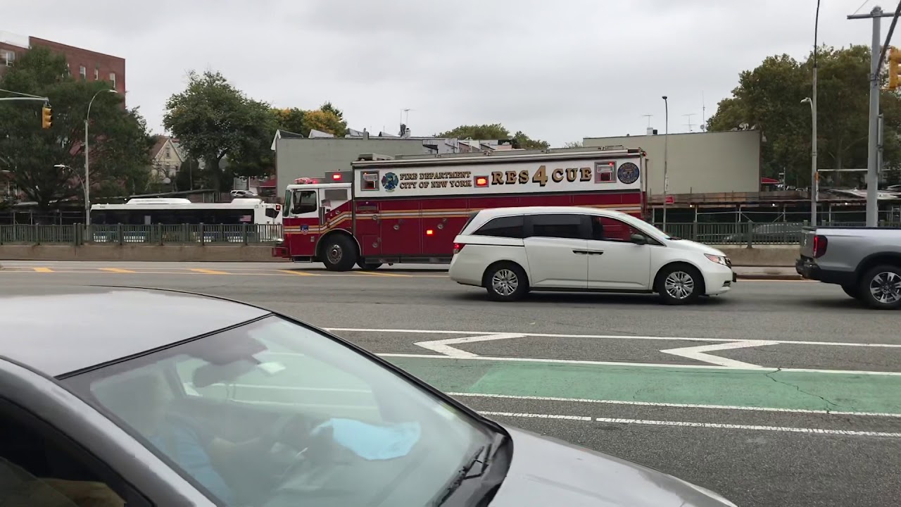 FDNY RESCUE 4 RETURNING TO QUARTERS ON QUEENS BOULEVARD IN WOODSIDE ...