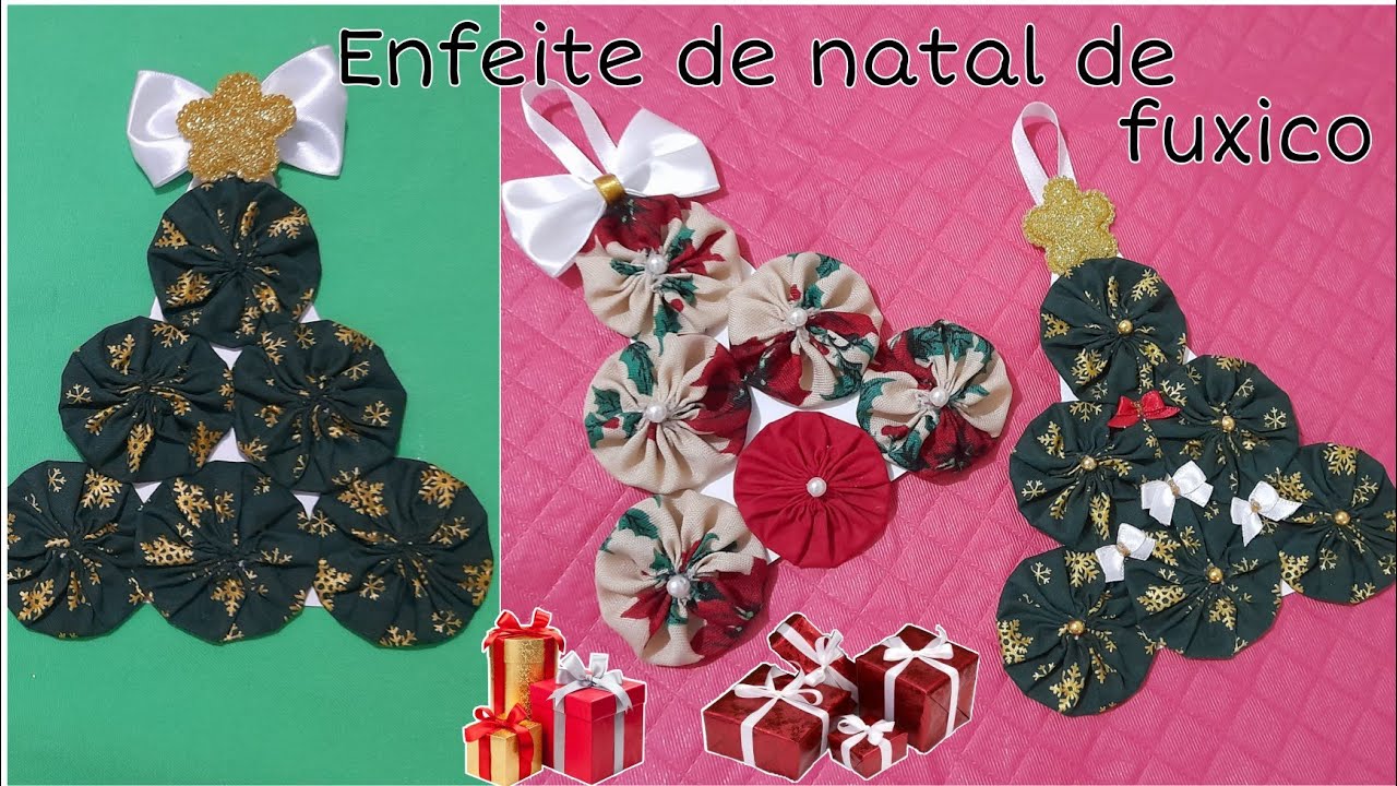 Enfeite de natal de fuxico - YouTube