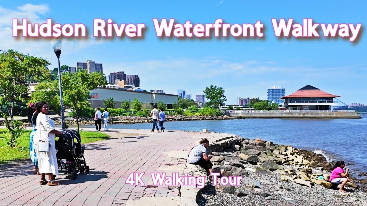 【4K】𝐖𝐀𝐋𝐊 🇺🇸 The Hudson River Waterfront Walkway in Edgewater NJ - YouTube