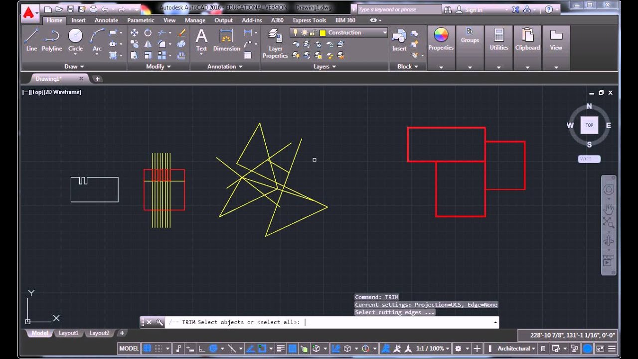 Autocad - 24 - Specific Trim Command Features - YouTube