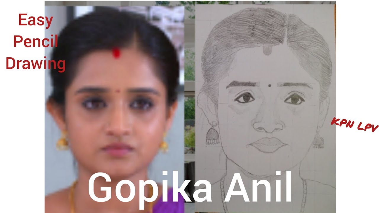 How to draw Gopika Anil /easy pencil drawing /gopika anil in swanthanam ...