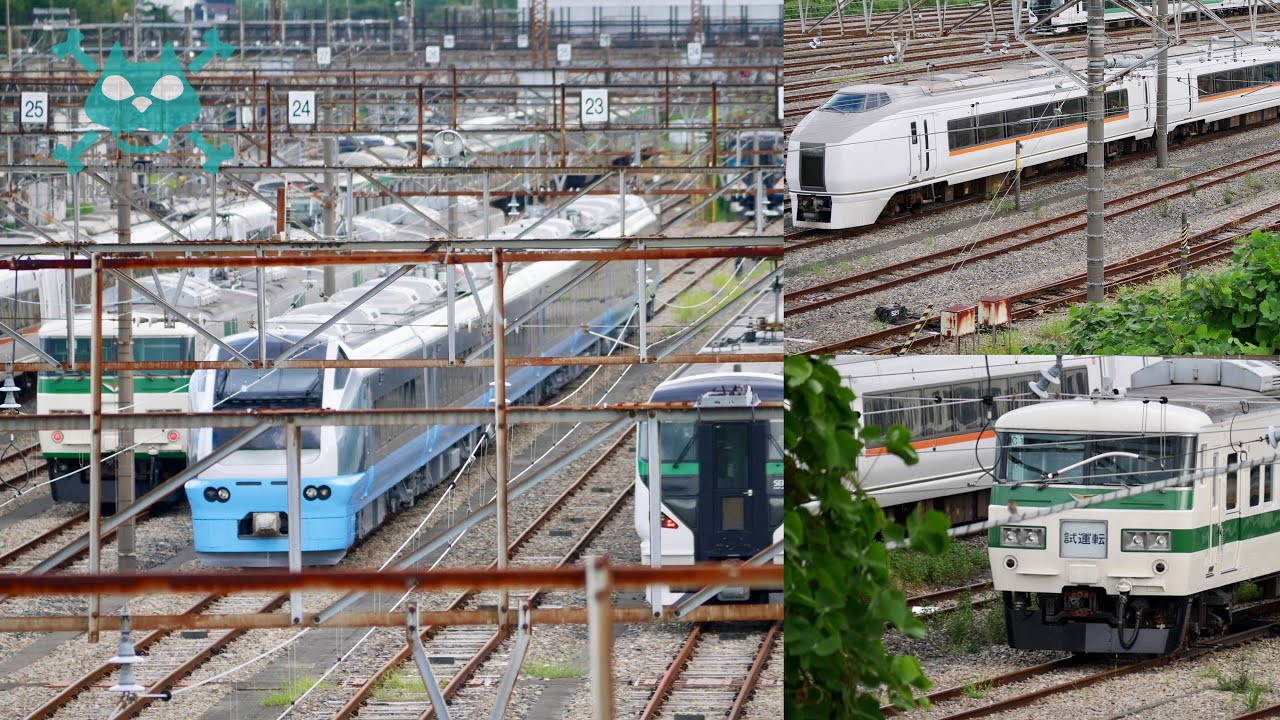 【JR東日本 車両基地】E653系K71編成 水色新塗が入場 185系試運転幕 651系 気になる車両が並ぶ いつでも話題が豊富 楽しい東大宮操車場 【乗り物 電車 車両基地 図鑑】2023. ...