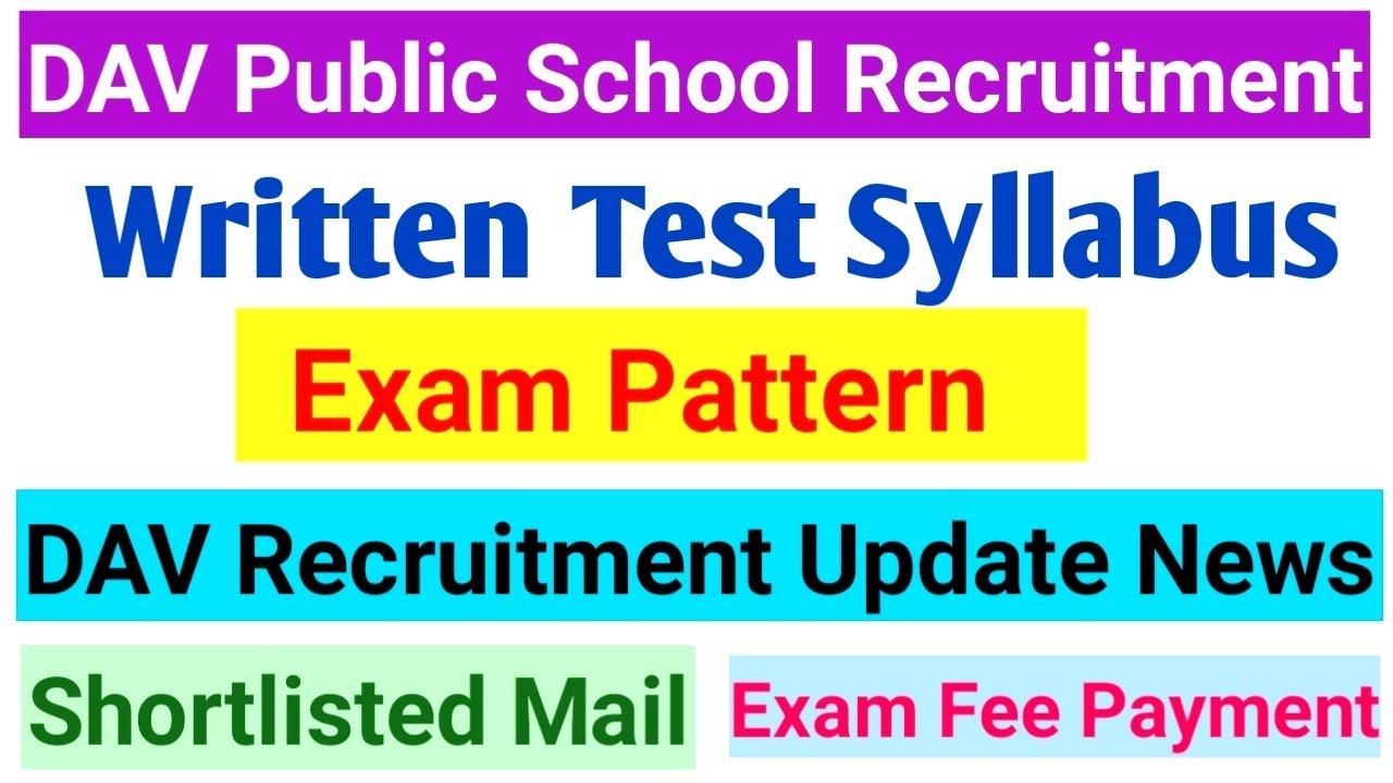 West Bengal DAV Public School Recruitment 2022 Update News || Written ...