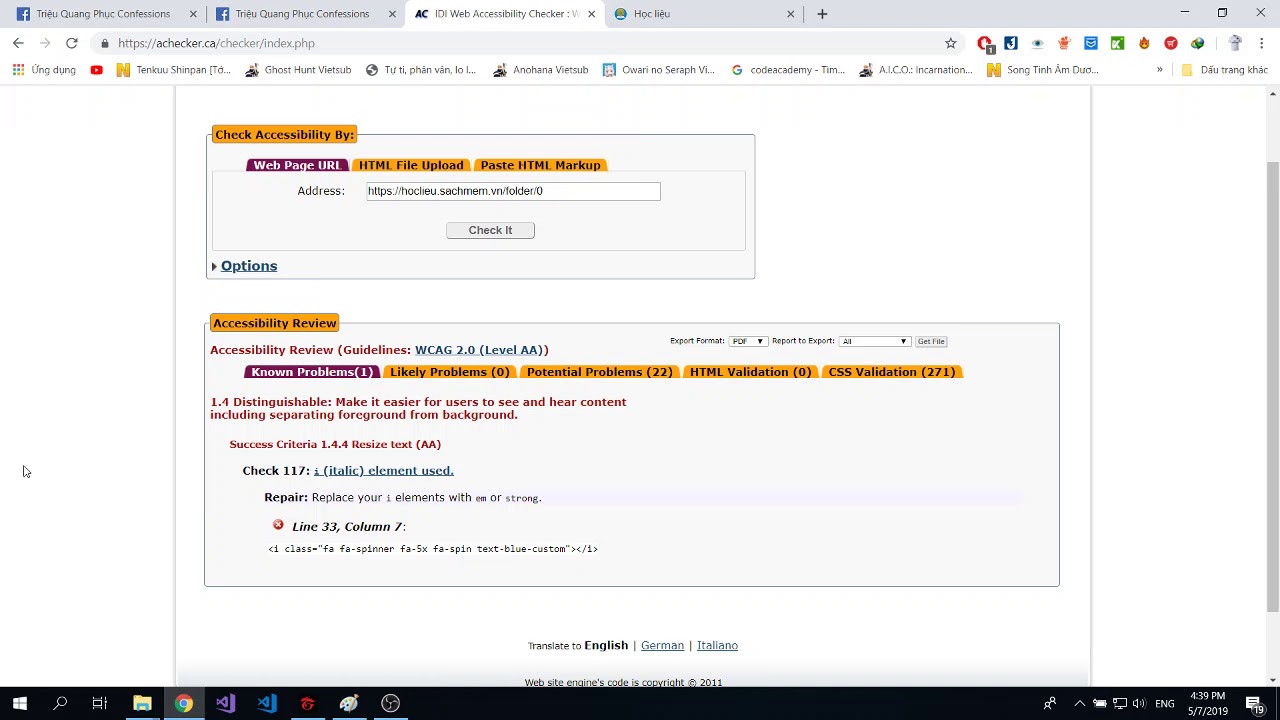 AChecker test Accessibility - Nhóm 99 - YouTube
