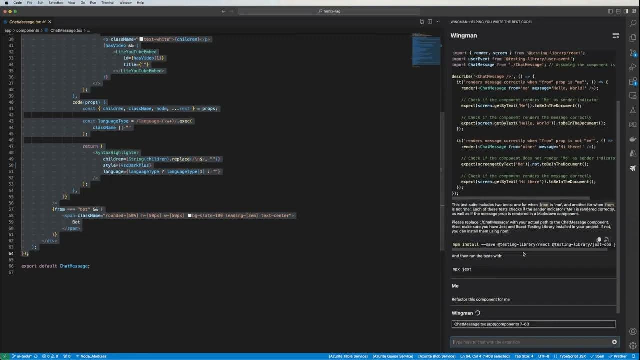 Wingman - AI (VSCode extension) - Chat refactor code - YouTube