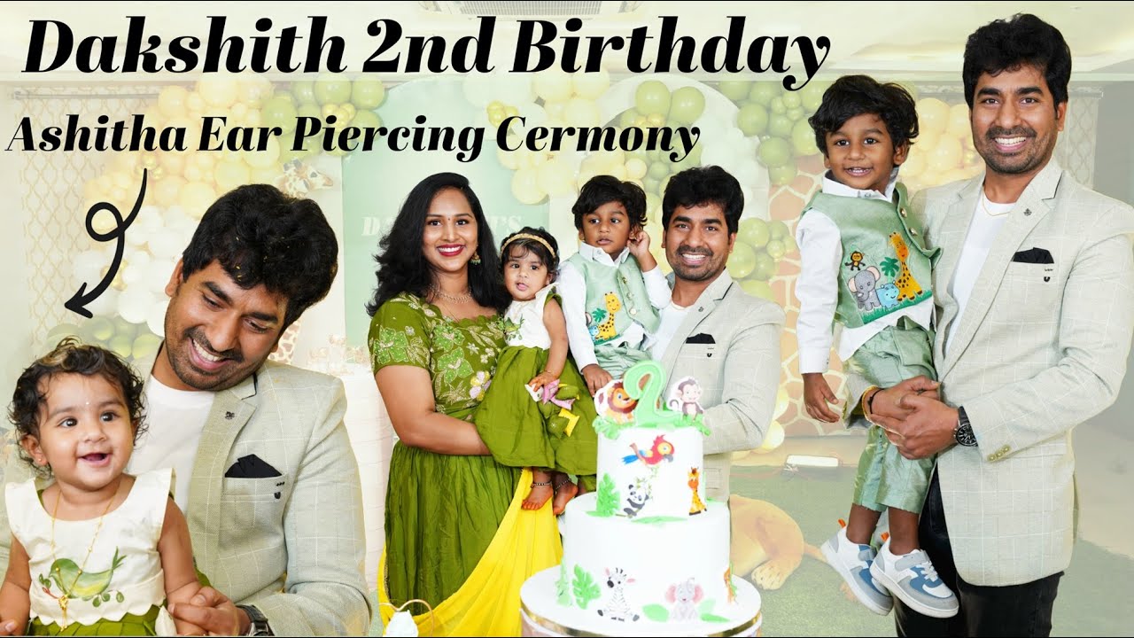 Dakshith 2nd Birthday Vlog#Ashithaకి చెవులు కుట్టించాము/Ear piercing ...