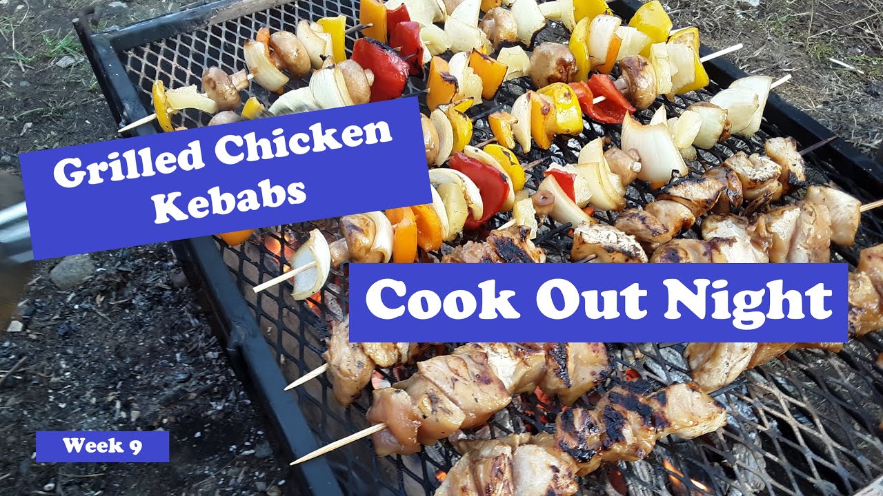 Chicken Kabobs (Kebabs) Grilled over a Fire | Outdoor Camp Cooking ...