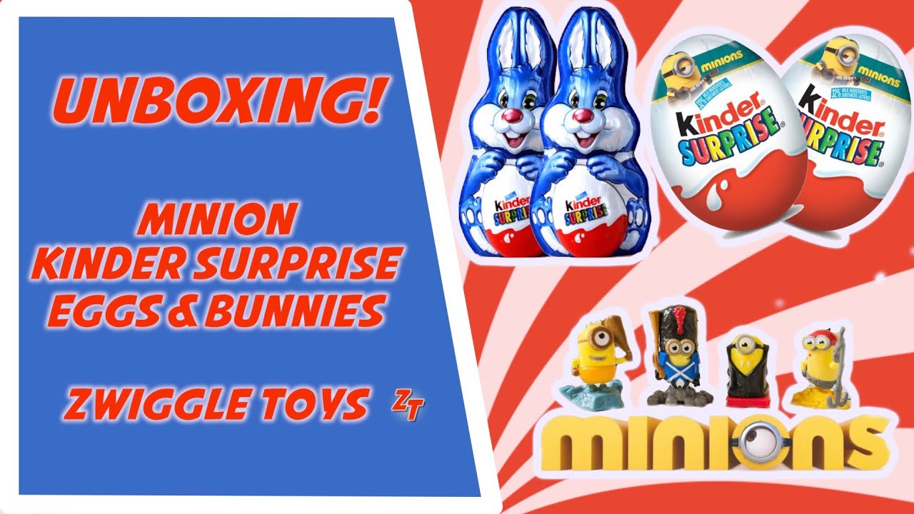 2 Blue Kinder Surprise Bunnies and 2 Minion Kinder Surprise Eggs ...