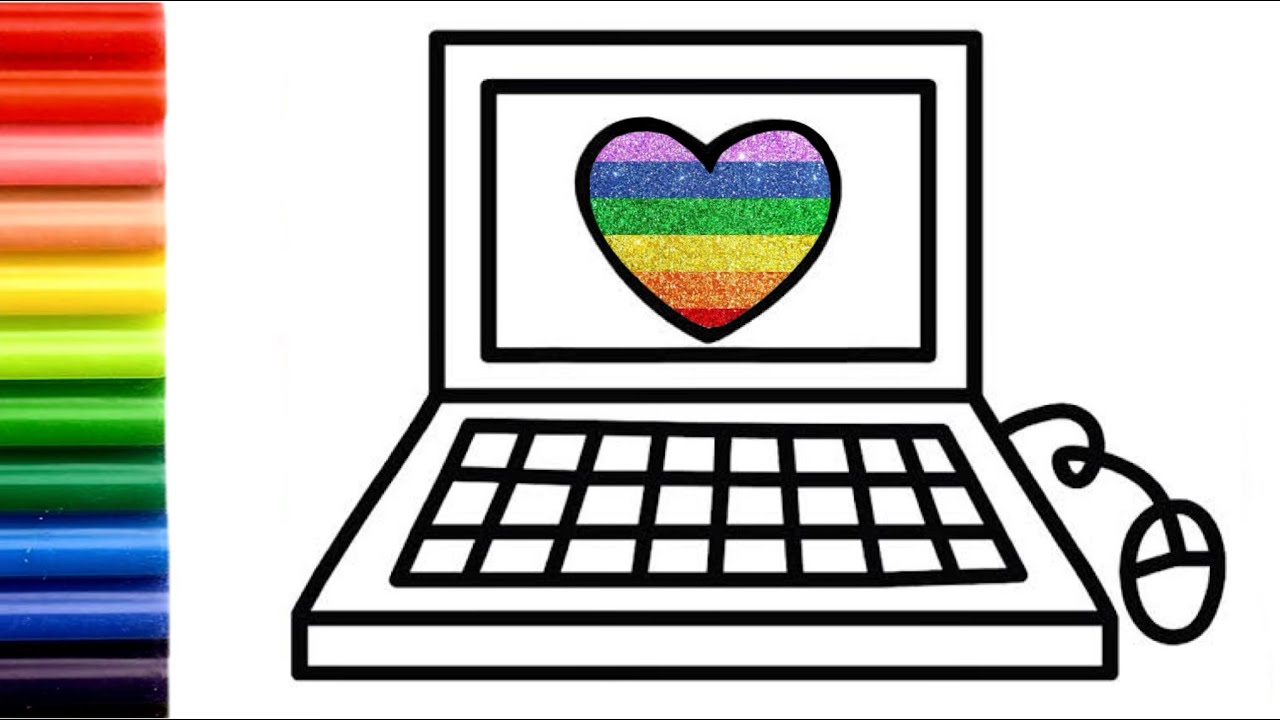 Laptop 💻 Drawing Colouring and Painting Easy Step By Step For Kids and ...