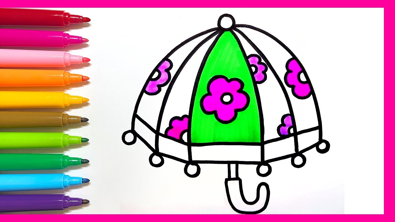 479.☂️Draw a beautiful flower umbrella and learn Chinese by watching ...