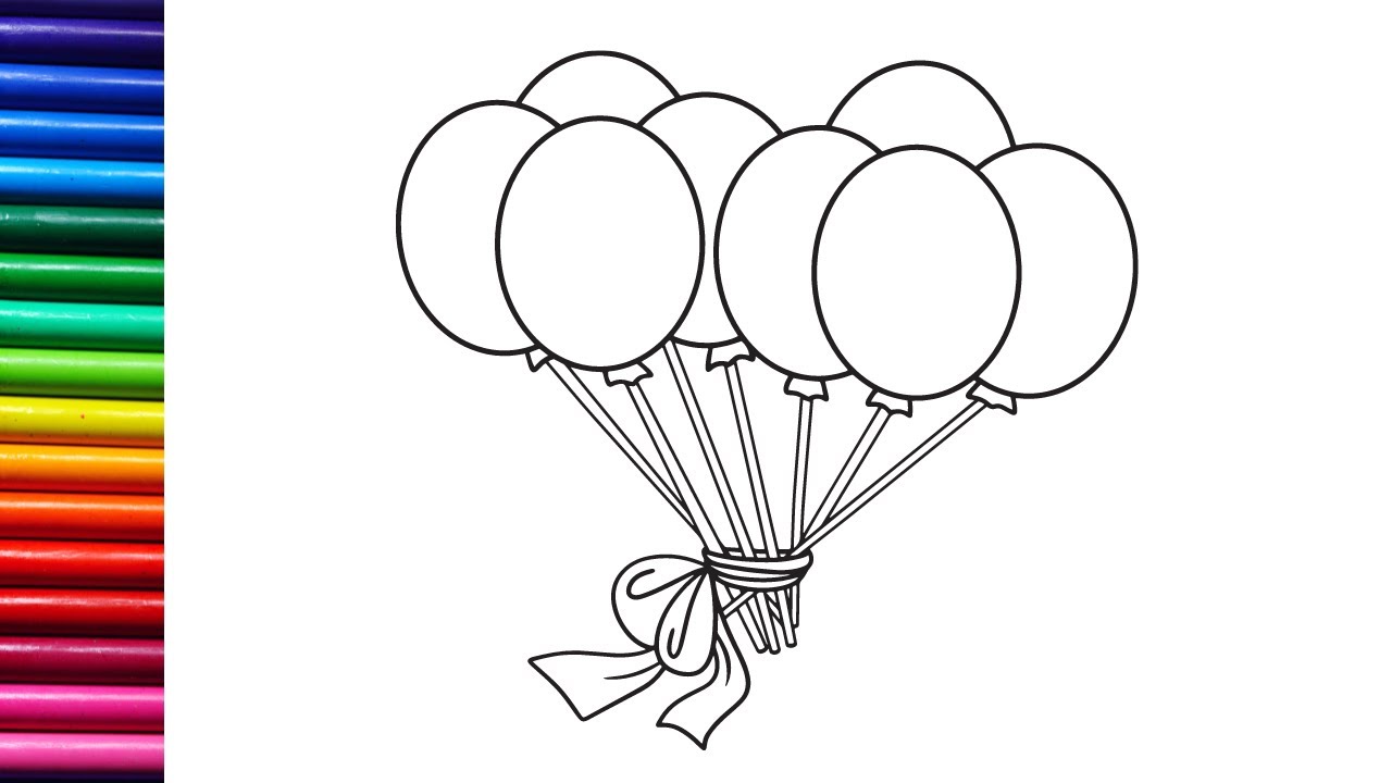 how to draw and color balloon for kids and toddlers| Balloon drawing ...