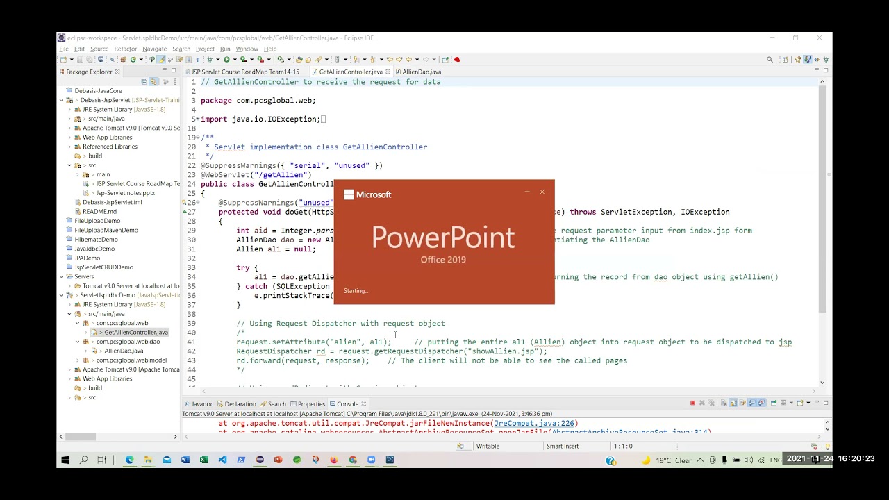 Java JSP Servlet Session 8 of Team 14 & 15 | PCS Global | as on 24th Nov 21 - YouTube