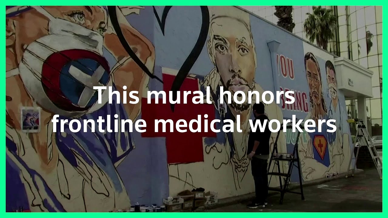 California mural honors frontline medical staff - YouTube