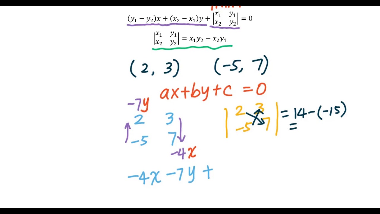 Use Determinant to find ax+by+c=0 form - YouTube