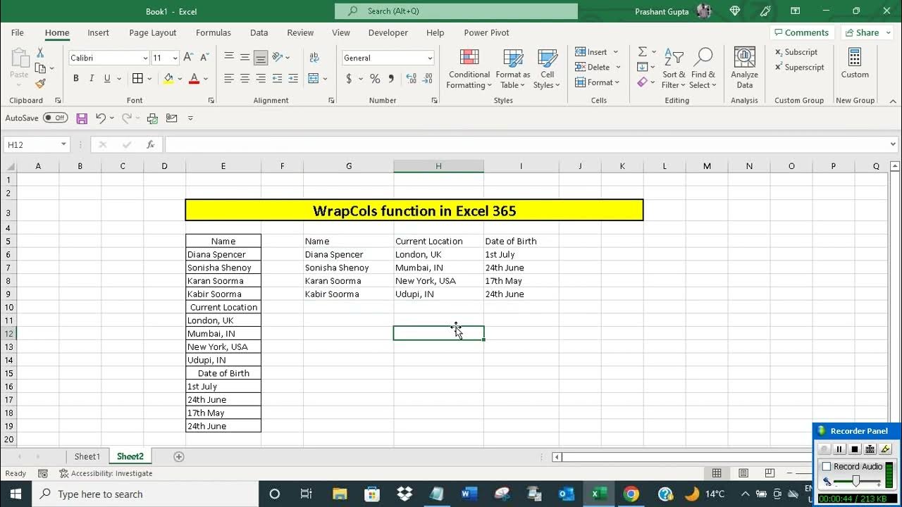 WRAPCOLS function in Excel 365 - YouTube