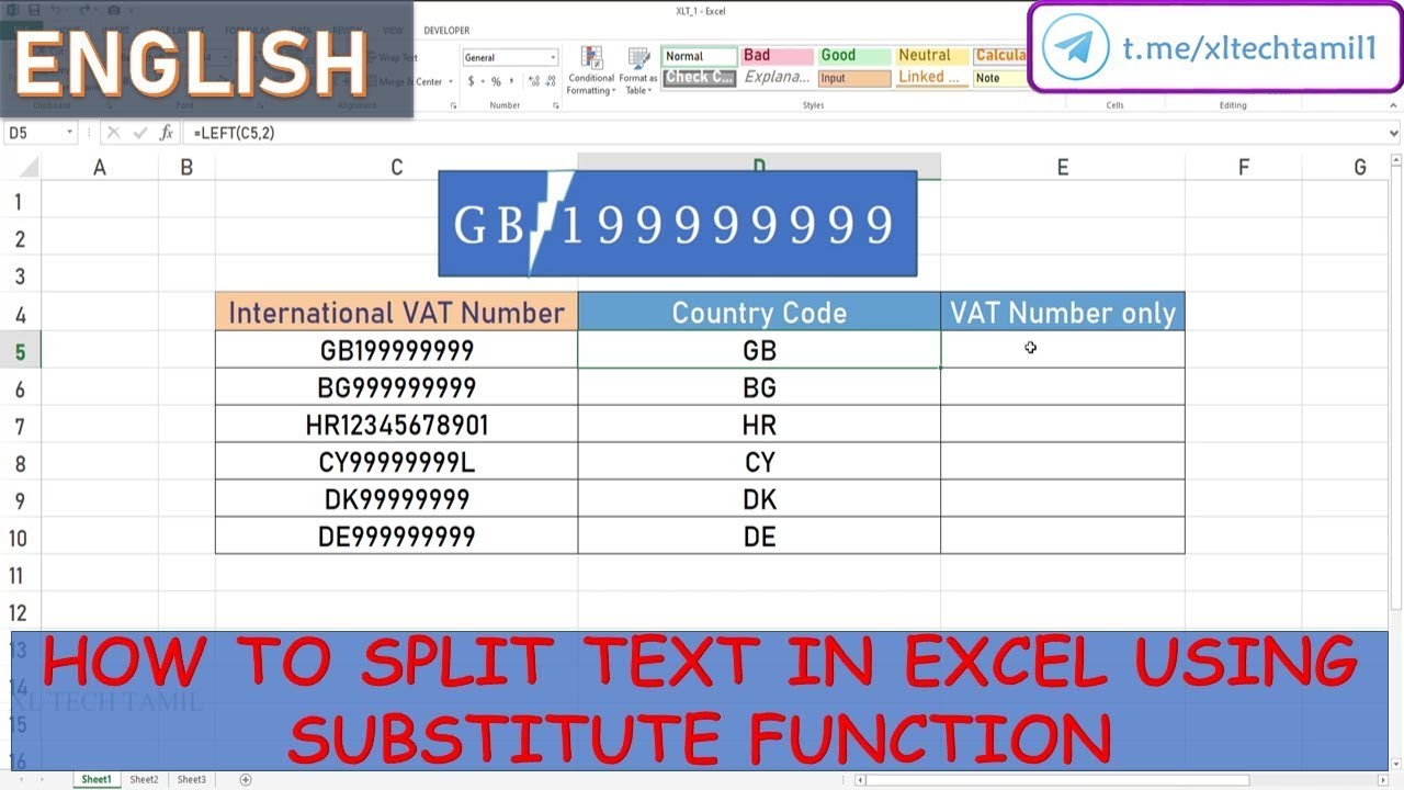 HOW TO SPLIT TEXT IN EXCEL USING FORMULA| FIND AND REPLACE USING EXCEL FORMULA | XL TECH - YouTube