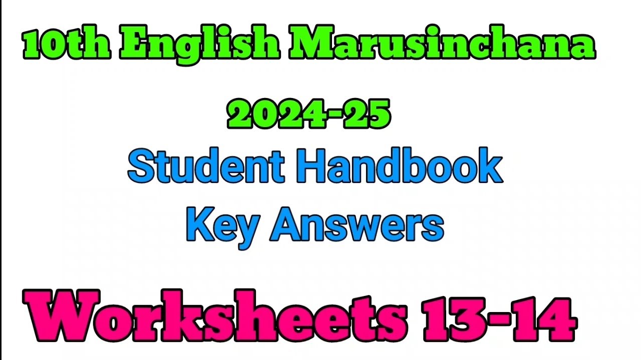 10th English Marusinchana student handbook key answers. 10th ...