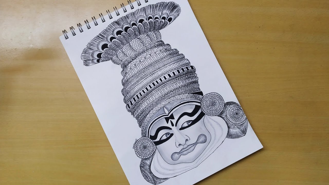How to draw mandala art of kathakali | Lord Krishna | doodle | Kerala ...