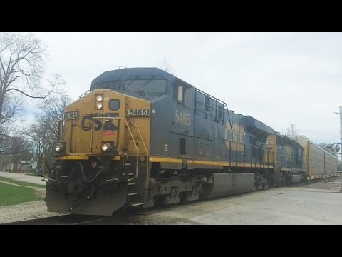 CSX 5466 & 8123 (SD40-2), Erie, IL 4/13/2015 - YouTube