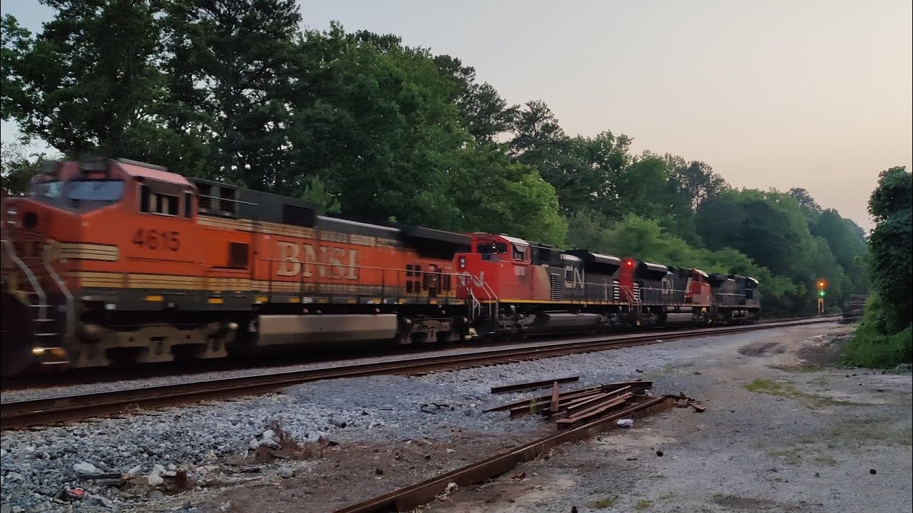 B818-25 Track Speed at South End Tucker, GA with CSXT 6, CN 8829, CN 8810, and BNSF 4615 - YouTube