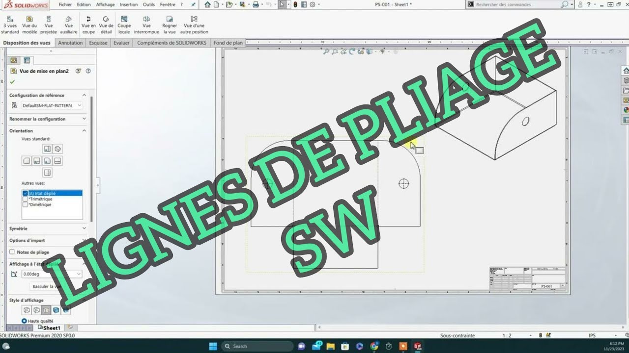 Ligne de pliage qui ne s'affiche pas - SOLIDWORKS (annotations mise en ...