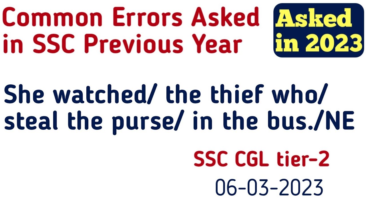 Common Errors Asked in SSC 2023 | Common Error With Rules Explanation | SSC CHSL PYQ's Asked in ...