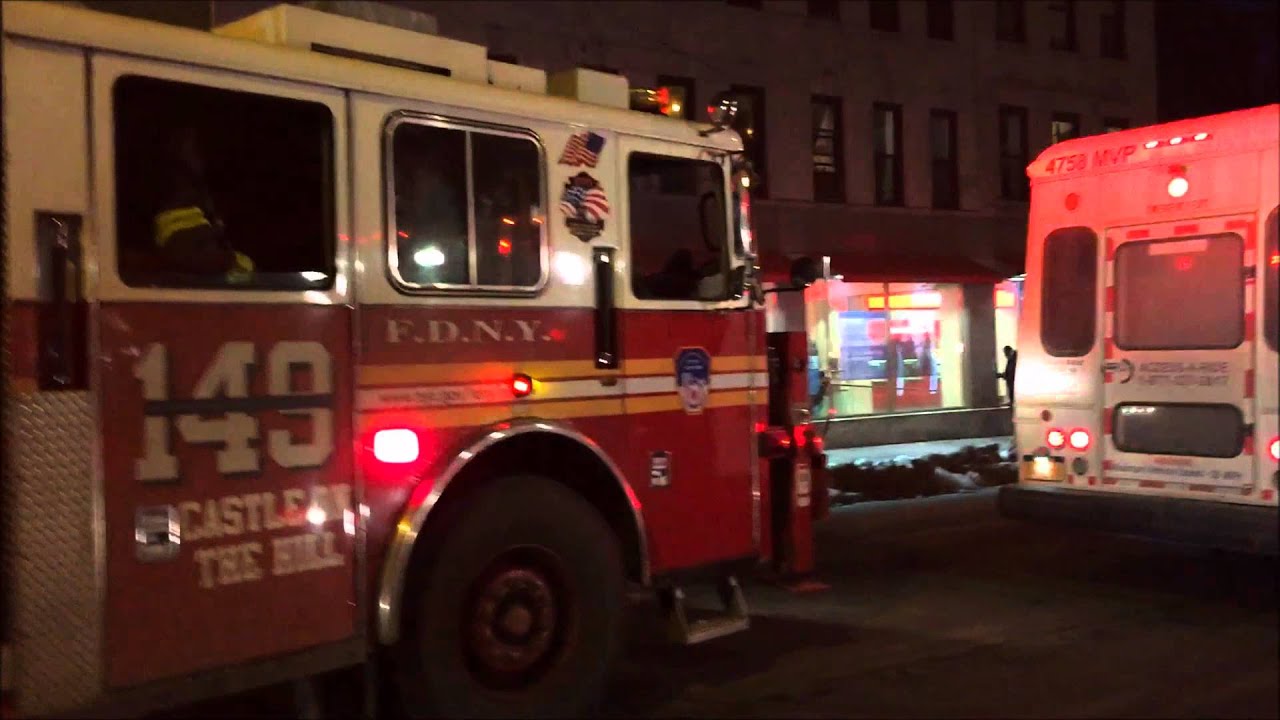 FDNY TOWER LADDER 149 RESPONDING ON 7TH AVENUE IN BOROUGH PARK AREA OF ...