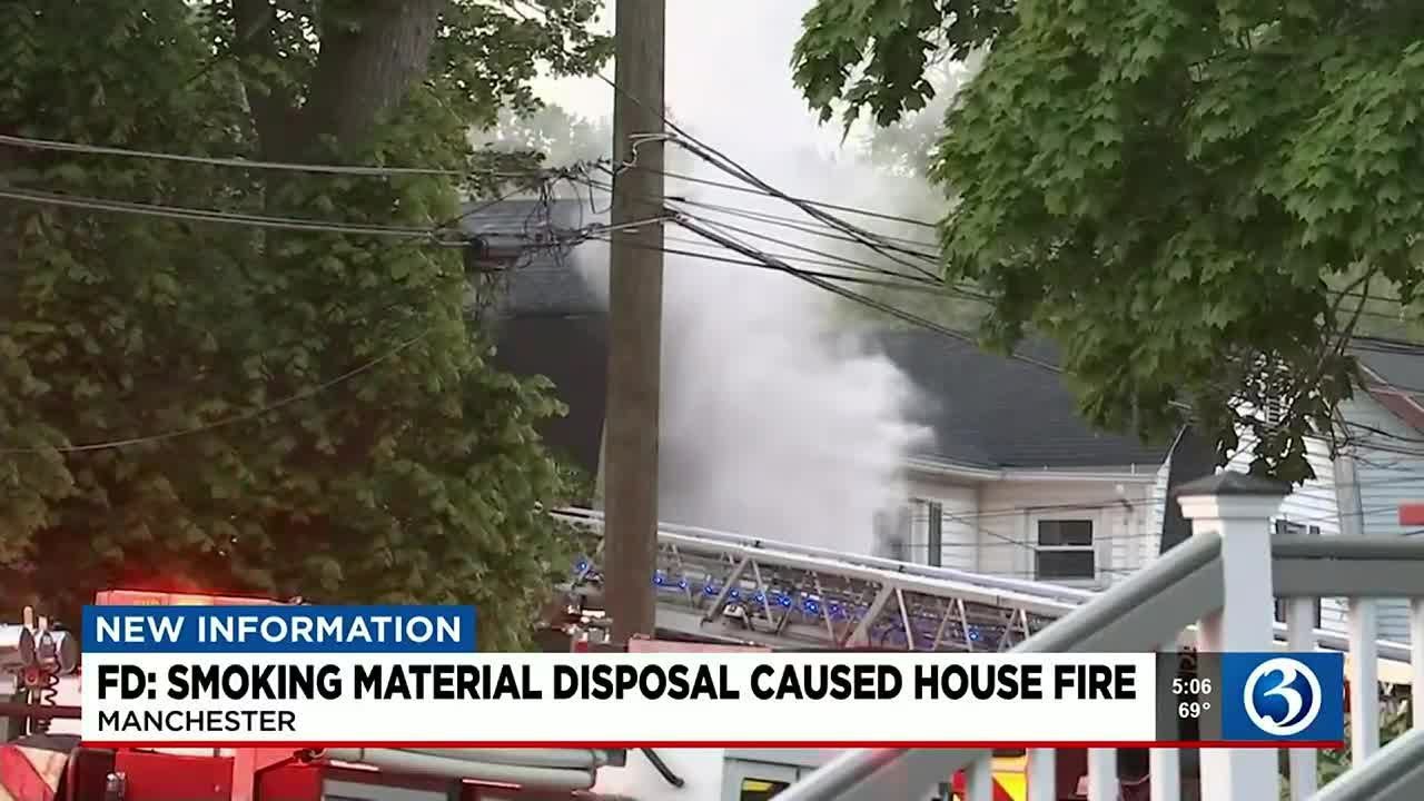 Smoking material caused house fire in Manchester, fire dept. says - YouTube