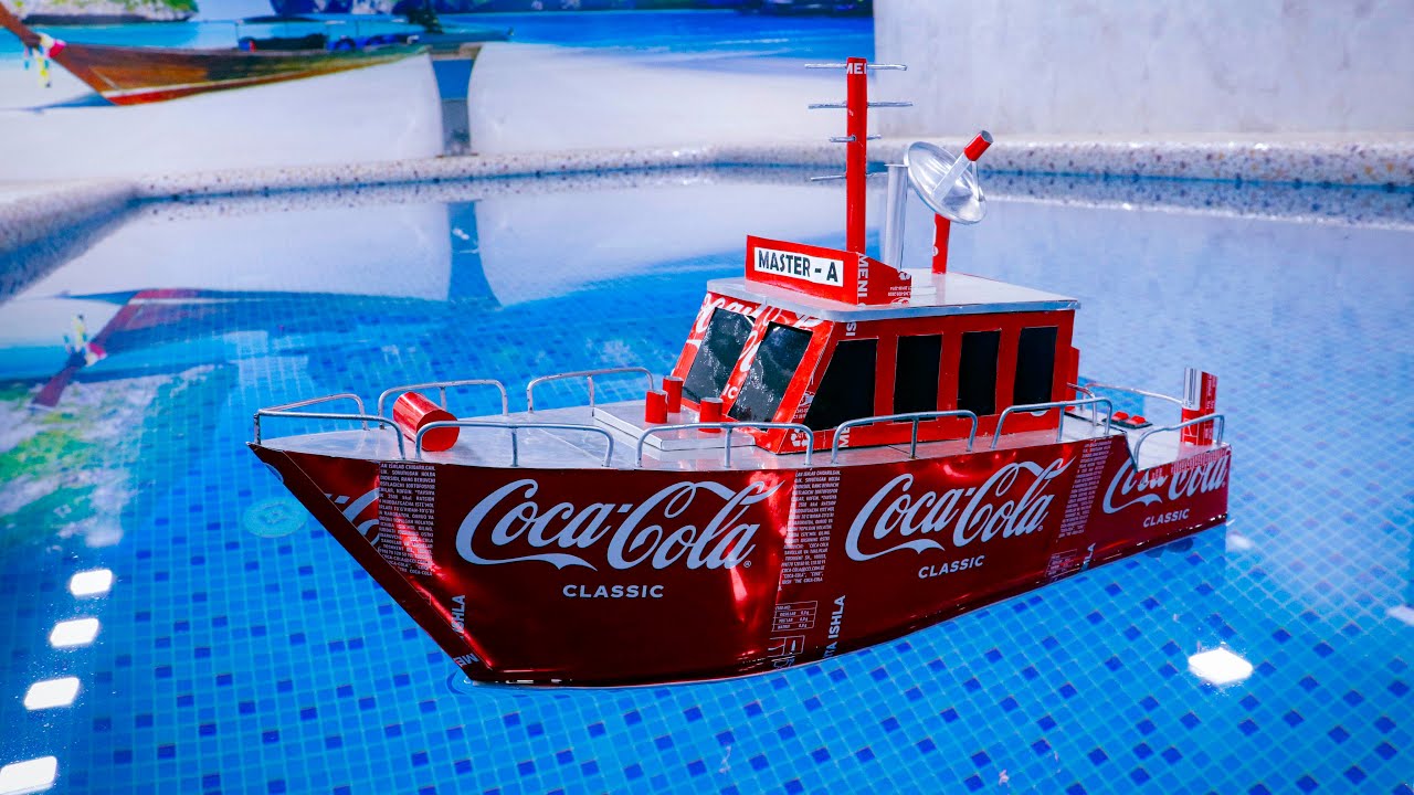 Build a cool electric boat with Cola cans and an engine - YouTube