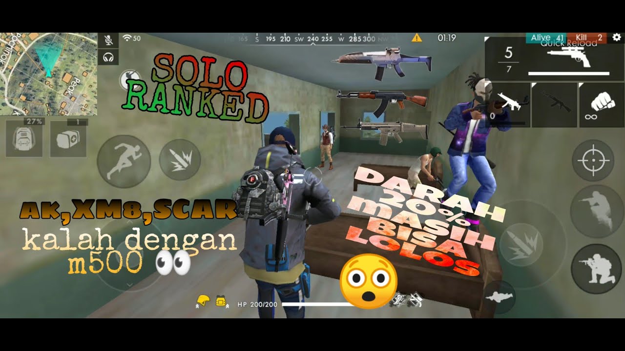 ( FREE FIRE ) 20% BLOOD STILL CAN LOSE FROM DEATH, AK , XM8 & SCAR LOSE WITH M500 - YouTube