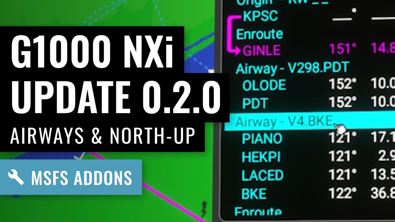 MSFS: G1000 NXi Update 0.2.0 - Airways, North-Up Map, Brightness ...